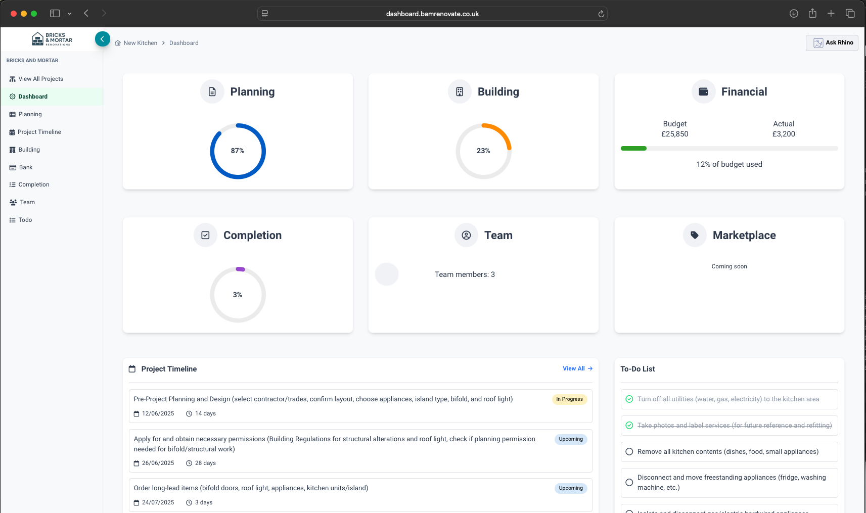 Bricks and Mortar Renovations | Renovation Project Management App UK